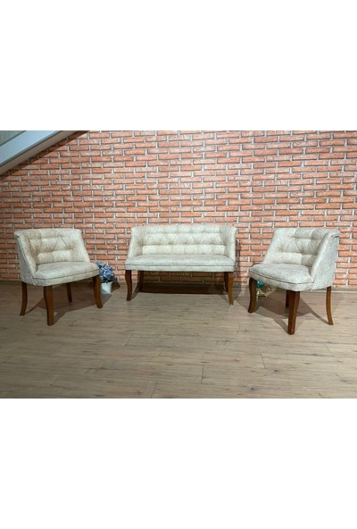 İpek Mobilya Muhabbet Çay Seti 2+1+1 ( Bej )