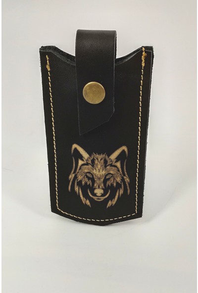 SürLaz Kurt Motifli Deri Çakı Kılıfı Yerli Üretim