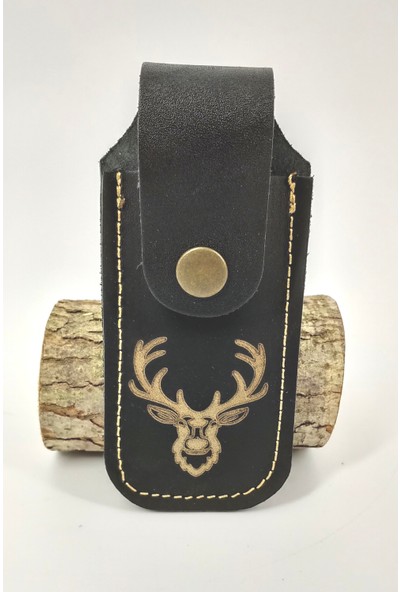 Prolaz Geyik Motifli Deri Çakı Kılıfı