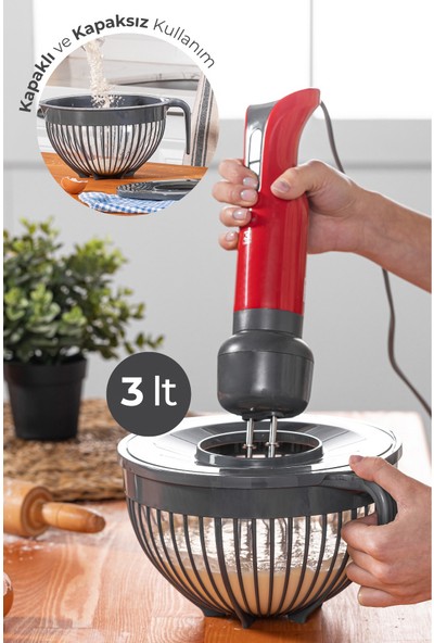 Vienev Linea Kapaklı Mikser Kabı 3 Litre Siyah Vienev Linea Kapaklı Mikser Kabı 3 Litre Siyah