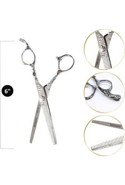 Prodiva Nagasaki Profesyonel Berber Kuaför Efile (Ara) Makası 6