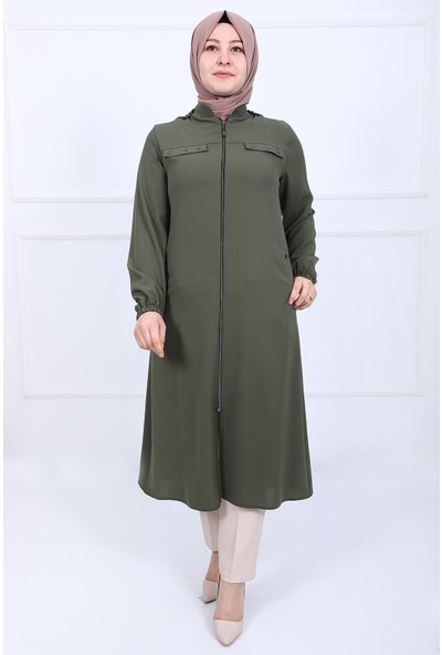 Kombinal Kadın Haki Büyük Beden Kap- 15486