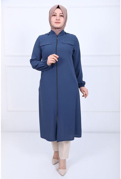 Kombinal Kadın Indigo Büyük Beden Kap- 15486
