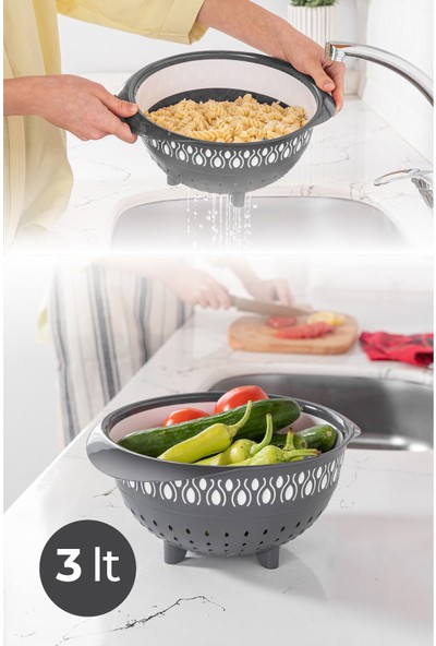 Vienev Monna Süzgeç 3 Litre Antrasit