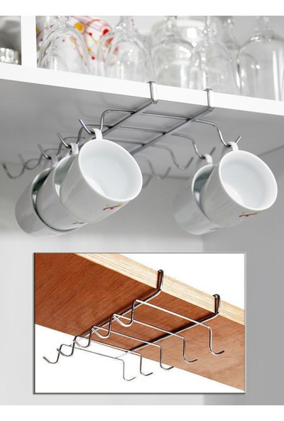 She Berrak Raf Altı 10 Kancalı Fincan/kupa Askılığı