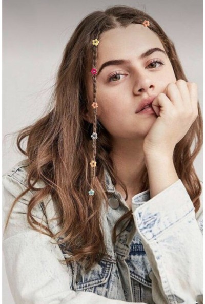 H&E Design Kadın 24LÜ Rainbow Renkli Saç Süsü