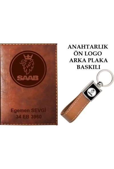 Promosyon Denizi Plakanıza ve Isminize Özel Lazer Baskılı Saab Logolu Taba Ruhsat Kabı ve Anahtarlık Promosyon Denizi Plakanıza ve Isminize Özel Lazer Baskılı Saab Logolu Taba Ruhsat Kabı ve Anahtarlık