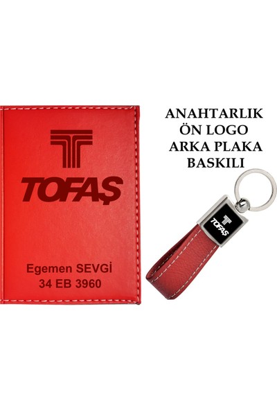 Promosyon Denizi Plakanıza ve Isminize Özel Lazer Baskılı Tofaş Logolu Kırmızı Ruhsat Kabı ve Anahtarlık Promosyon Denizi Plakanıza ve Isminize Özel Lazer Baskılı Tofaş Logolu Kırmızı Ruhsat Kabı ve Anahtarlık
