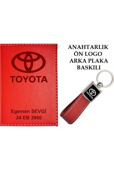 Promosyon Denizi Plakanıza ve Isminize Özel Lazer Baskılı Toyota Logolu Kırmızı Ruhsat Kabı ve Anahtarlık Promosyon Denizi Plakanıza ve Isminize Özel Lazer Baskılı Toyota Logolu Kırmızı Ruhsat Kabı ve Anahtarlık