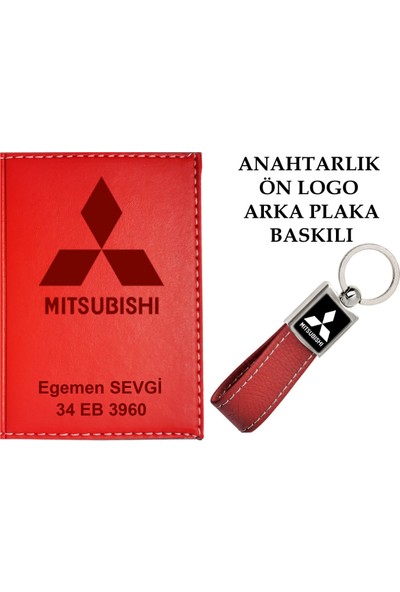 Promosyon Denizi Plakanıza ve Isminize Özel Lazer Baskılı Mıtsubıshı Logolu Kırmızı Ruhsat Kabı ve Anahtarlık Promosyon Denizi Plakanıza ve Isminize Özel Lazer Baskılı Mıtsubıshı Logolu Kırmızı Ruhsat Kabı ve Anahtarlık