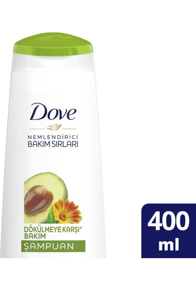 Dove Nemlendirici Bakım Sırları Saç Bakım Şampuanı Dökülmeye Karşı Bakım Avokado Özü ve Kalendula Özü 400 ml Dove Nemlendirici Bakım Sırları Saç Bakım Şampuanı Dökülmeye Karşı Bakım Avokado Özü ve Kalendula Özü 400 ml