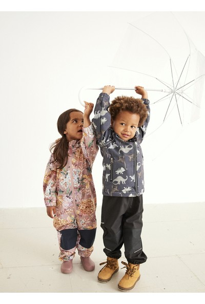 Name It Fermuarlı Standart Kalıp Desenli Açık Gri - Gri - Koyu Gri Bebek Mont