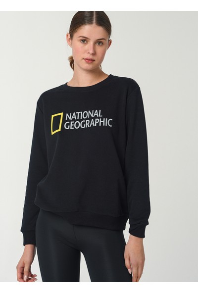 National Geographic Siyah Bisiklet YakaKadin Sweatshirt