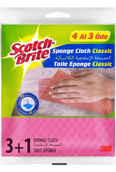 Scotch Brite Scotch-Brite Süper Emici Sünger Bez 3+1 Scotch Brite Scotch-Brite Süper Emici Sünger Bez 3+1