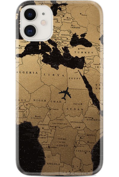 Kılıfland Apple iPhone 11 Kılıf Silikon Desen Özel Seri Map Planet 1656