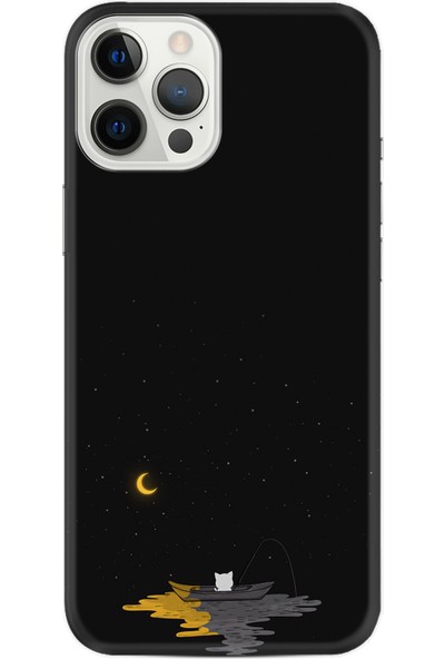 Kılıfland Apple iPhone 12 Kılıf Silikon Desen Özel Seri Ay ve Kedi 1683 Kılıfland Apple iPhone 12 Kılıf Silikon Desen Özel Seri Ay ve Kedi 1683