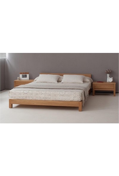 Royal Ithal Çam Masif Ahşap Başlıklı Karyola Karyola ve Komodinli Takım 160*200