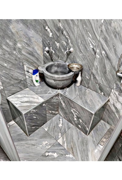 AKM Gri Düz Köşeli Mermer Kurna Modeli