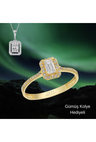 ÇGK KUYUMCULUK Taşlı Baget Altın Yüzük