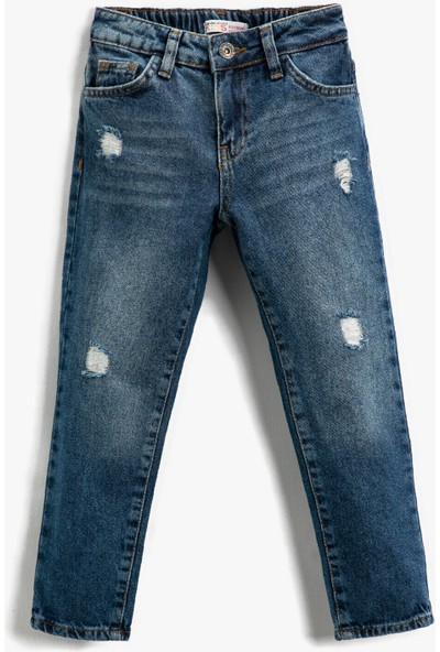 Koton Destroylu Boyfriend Kot Pantolon Pamuklu