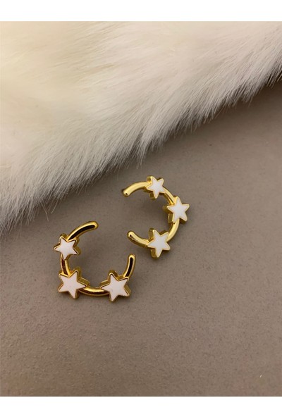 Pelin Aksesuar Beyaz Yıldızlar Küpe