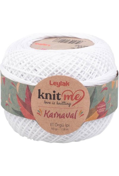 Leylak Knit Me Karnaval El Örgü Ipi Kar Beyaz 50 Gr.