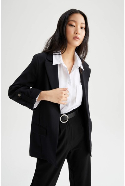 DeFacto Regular Fit Kol Katlama Detaylı Blazer Ceket W5302AZ22SM