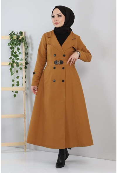 Moda Mihram Düğmeli Trençkot Taba Moda Mihram Düğmeli Trençkot Taba