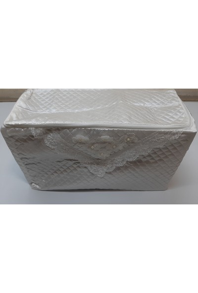 Bünyamin Çalışkan Incili Saten Yastık Hurcu Kapitoneli Çeyizlik Bohçalık Hurç 65X37X32CM