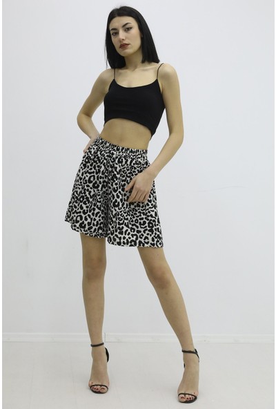 Canım Butik Bel Lastıklı Leopar Desenlı Sort