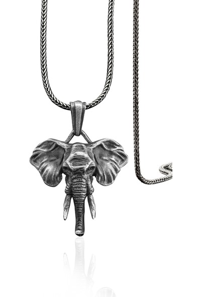 Bysilverstone 925 Ayar Gümüş 3D Afrika Vahşi Fil Kolye