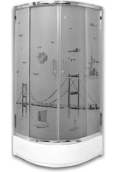 Özel Duş Özelduş 100*100 cm Desenli Oval Cam Duşakabin Teknesiz Özel Duş Özelduş 100*100 cm Desenli Oval Cam Duşakabin Teknesiz