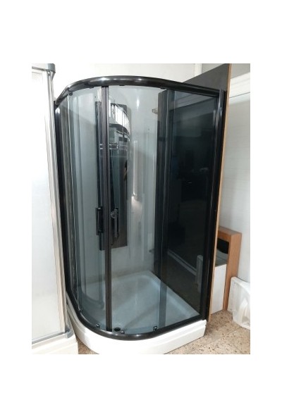 Özel Duş Özelduş 90X90 cm Oval Siyah Profil Füme Cam Duşakabin Teknesiz Özel Duş Özelduş 90X90 cm Oval Siyah Profil Füme Cam Duşakabin Teknesiz