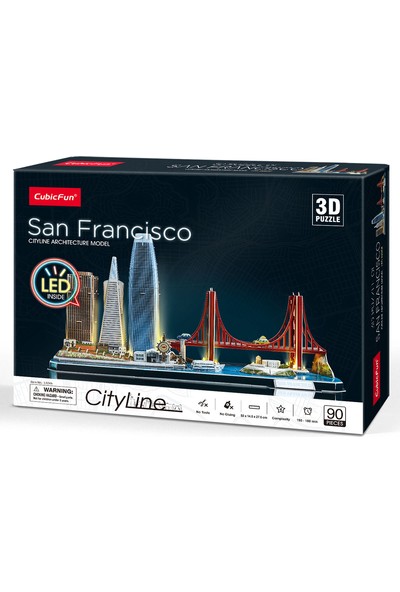 Cubic Fun Cubicfun San Francisco 3D Puzzle 90 Parça LED Işıklı Cubic Fun Cubicfun San Francisco 3D Puzzle 90 Parça LED Işıklı