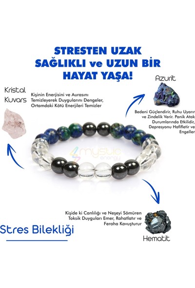 Mystic Energy Stres Doğal Taş Unisex Tılsım Bilekliği