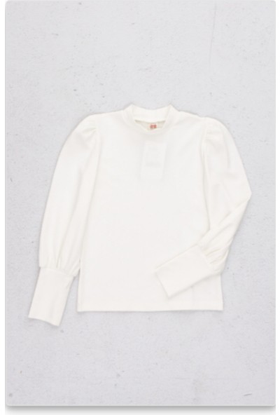 Rapapa Kız Çocuk Balon Kol Badi Ekru 5682-