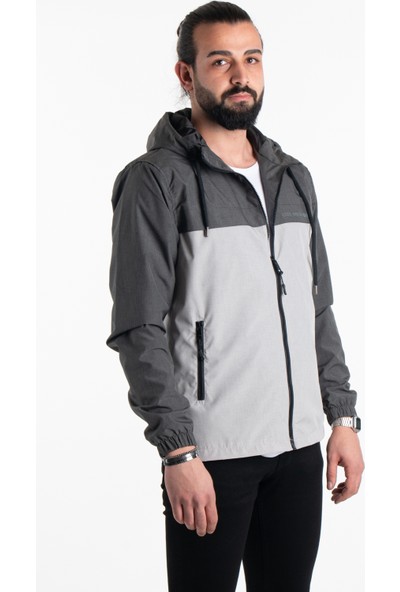 Zeki Özer Erkek Füme Blok Renkli Kapüşonlu Yağmurluk Zeki Özer Erkek Füme Blok Renkli Kapüşonlu Yağmurluk