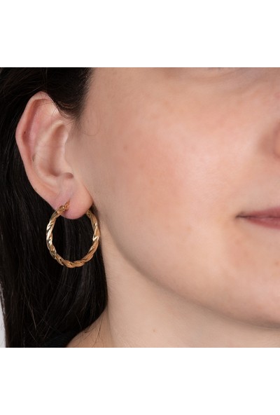 KAYRA Burgu Burgu Halka Altın Küpeler AHK10 KAYRA Burgu Burgu Halka Altın Küpeler AHK10