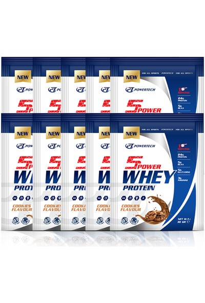 Powertech 5 Power Whey Protein 30 gr Kurabiye Aromalı Protein Tozu 10 Saşe Powertech 5 Power Whey Protein 30 gr Kurabiye Aromalı Protein Tozu 10 Saşe