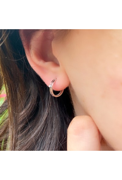 KAYRA Tektaş Halka Pırlanta Küpe PTK24