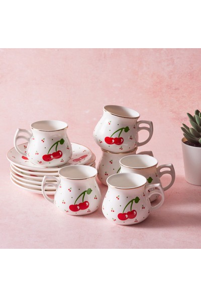 Emsan Küpeli 6 Kişilik Kahve Fincanı Takımı 80 ml