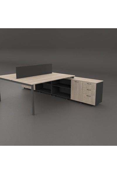Akr Ofis Ear Ikili 320 cm Alt Etajerli Çalışma Masası Workstation