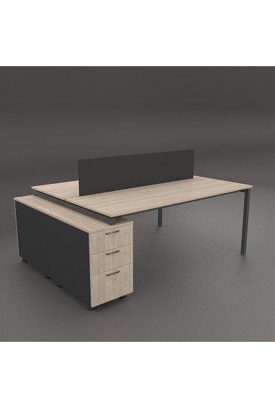 Akr Ofis Ear Ikili 140CM Alt Etajerli Çalışma Masası Workstation