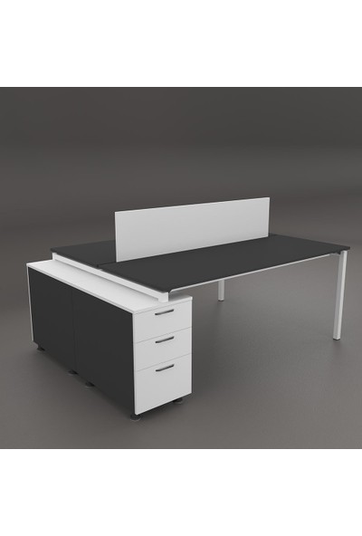 Akr Ofis Ear Ikili 140CM Alt Etajerli Çalışma Masası Workstation