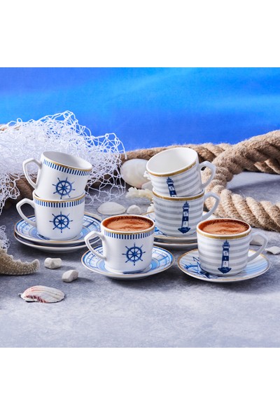 Karaca Marin 6 Kişilik Kahve Fincan Takımı 80 ml