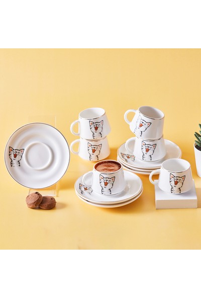 Emsan Pisi 6 Kişilik Kahve Fincanı Takımı 80 ml