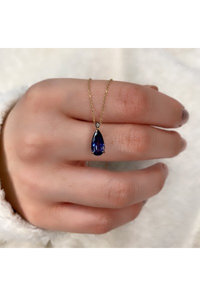 KAYRA Damla Safir ve Pırlantalı Kolye PÇK66