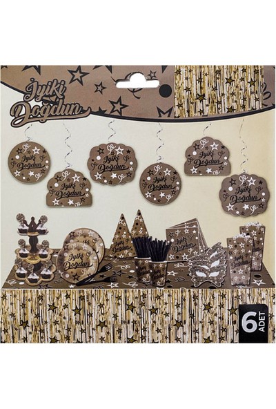 Partini Kutla Gold Iyi Ki Doğdun 6lı Asma Süsü Partini Kutla Gold Iyi Ki Doğdun 6lı Asma Süsü