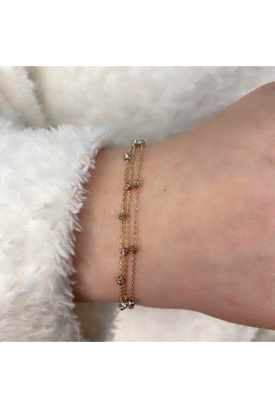 KAYRA Dorika Üç Sıra Altın Bileklik AÇB38