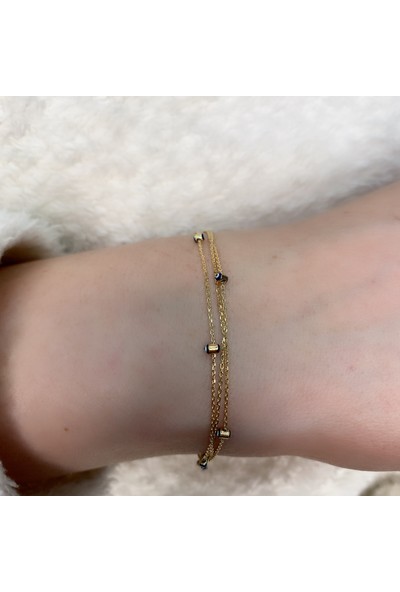KAYRA Üç Sıra Nazarboncuklu Altın Bileklik AÇB49